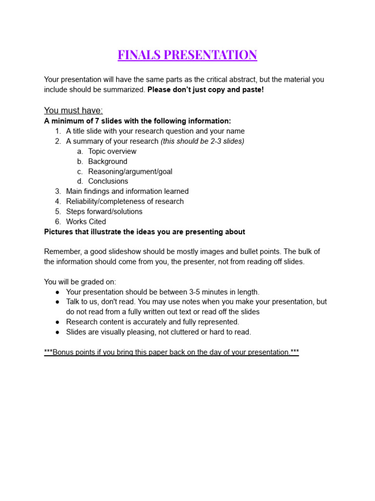 Finals Presentation | PDF