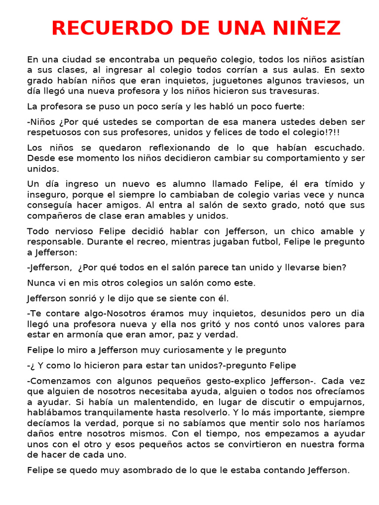 Recuerdo de Una Niñez | PDF