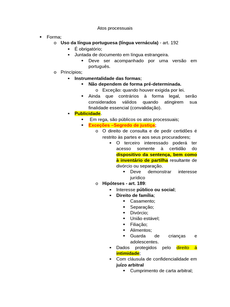 Dos Atos Processuais | PDF