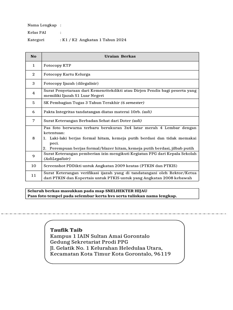 List Berkas PPG | PDF