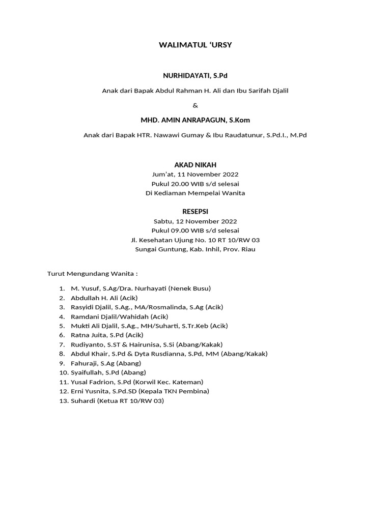 Format Undangan | PDF