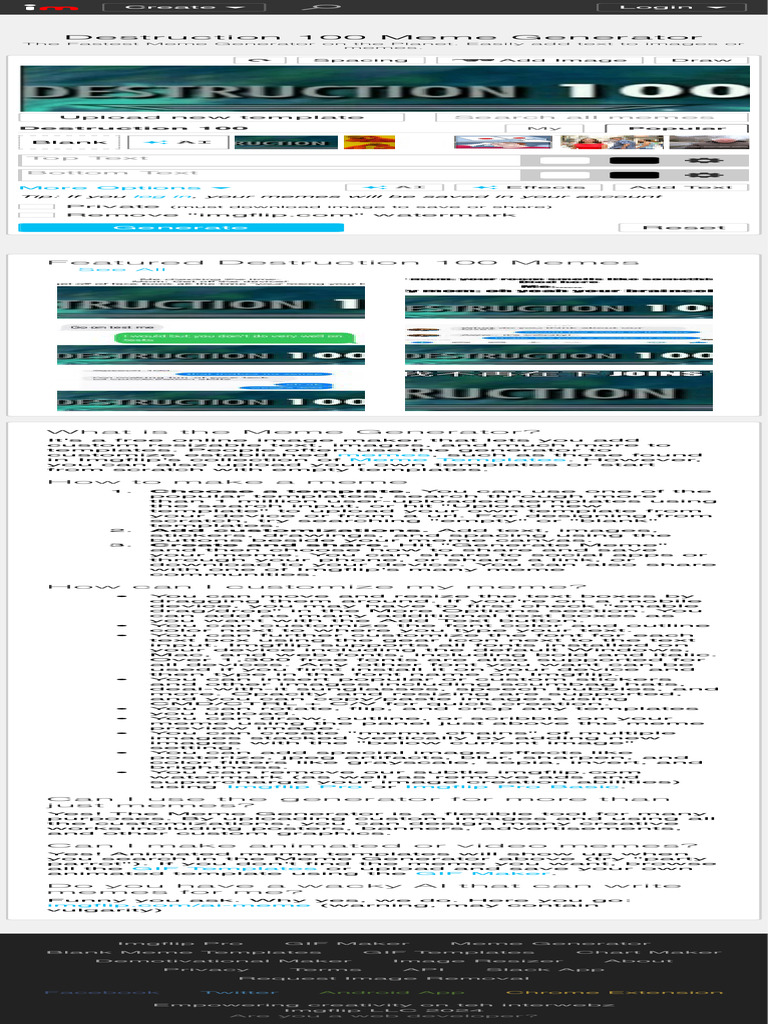 Destruction 100 Meme Generator - Imgflip | PDF