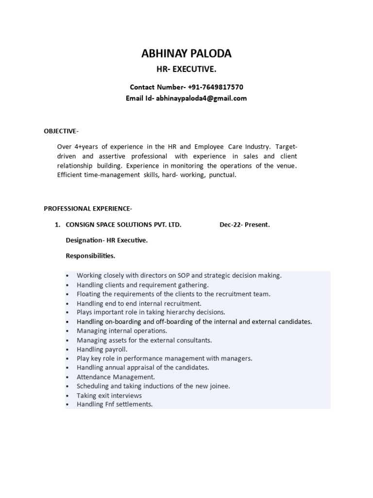 Abhinay Paloda CV | PDF