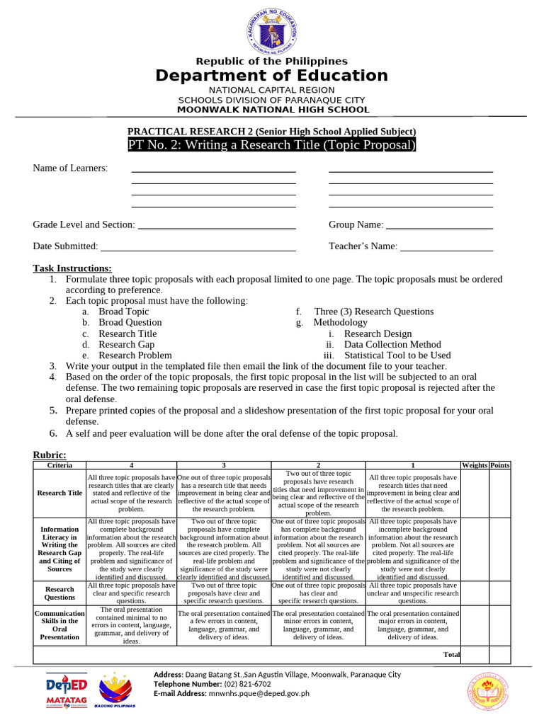 PT NO. 2 Title Proposal 1 | PDF