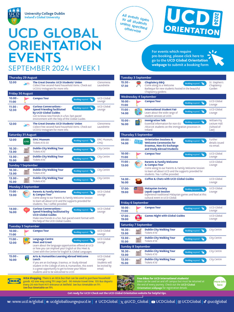 2024 Sept UCD Global Orientation Events | PDF