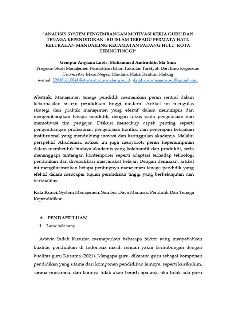 Artikel Manajemen PTK Kel. 4 | PDF