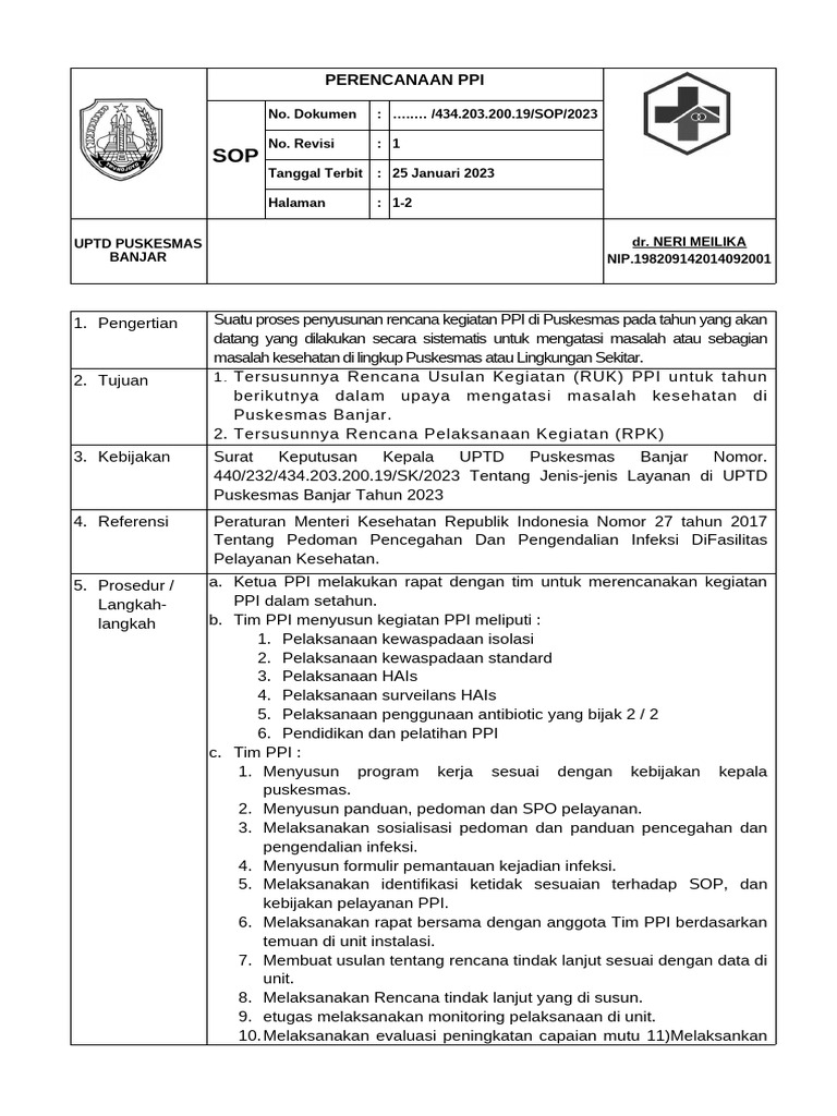 Sop Perencanaan Ppi | PDF