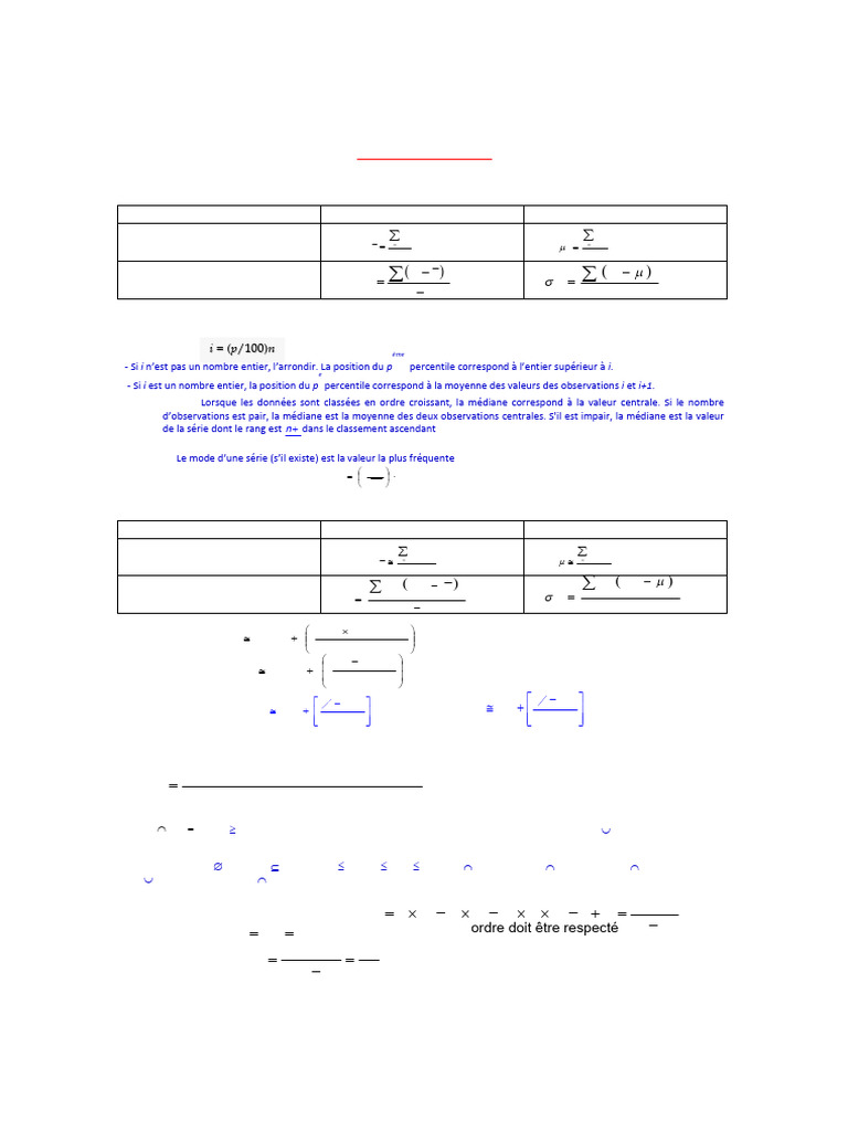 Feuille de Formules Stat Automne 2023 | PDF