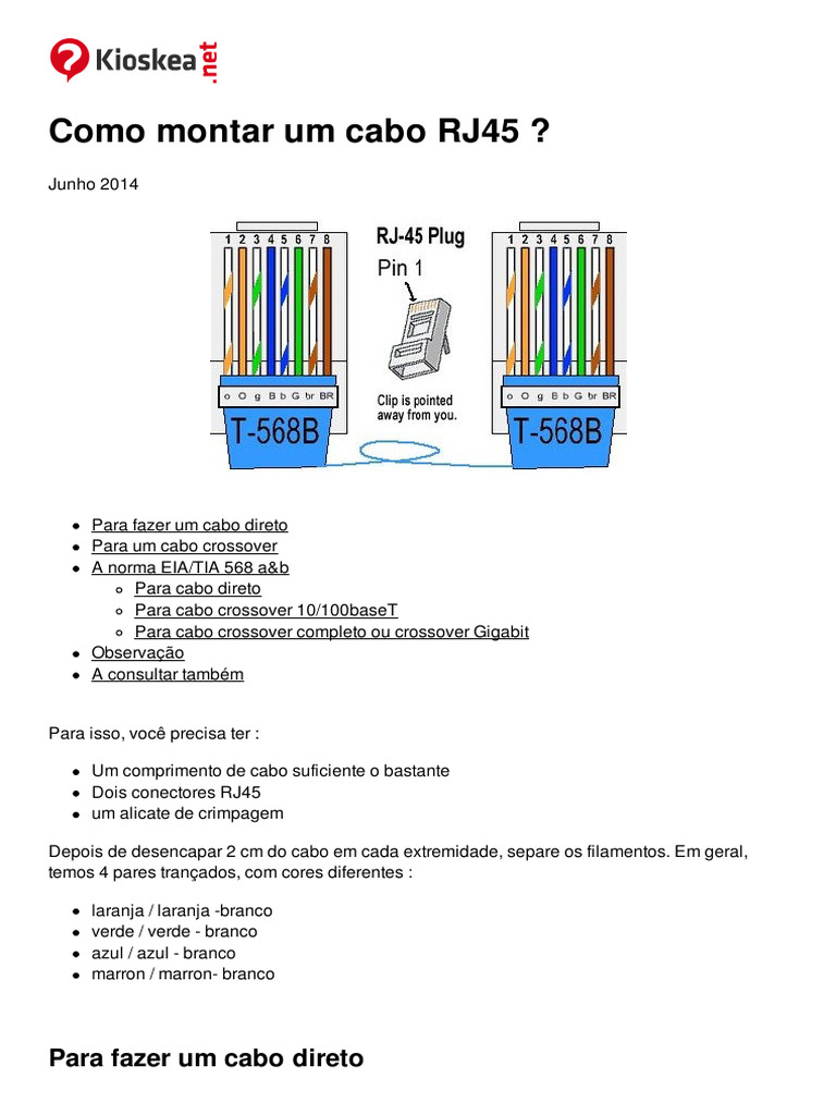 Como Montar Um Cabo rj45 964 Lnylox | PDF