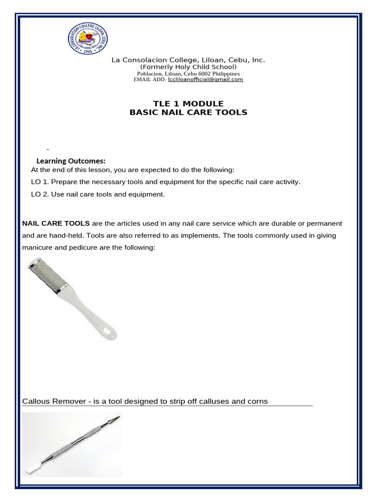 Tle 1 Activity Module Basic Nail Care Tools (1) | PDF