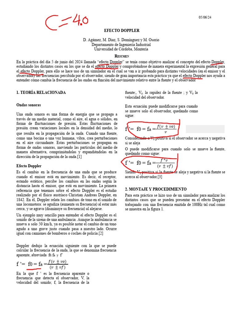 Informe 8 - Fisica 3 - Efecto Doppler | PDF