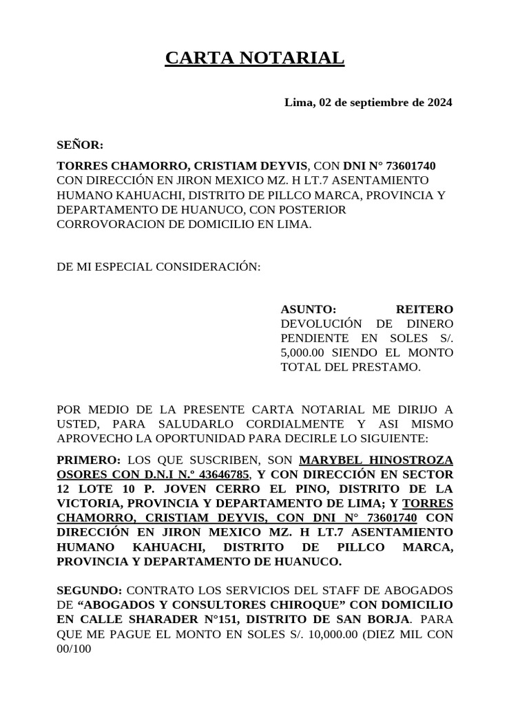 CARTA NOTARIAL- CDTC | PDF