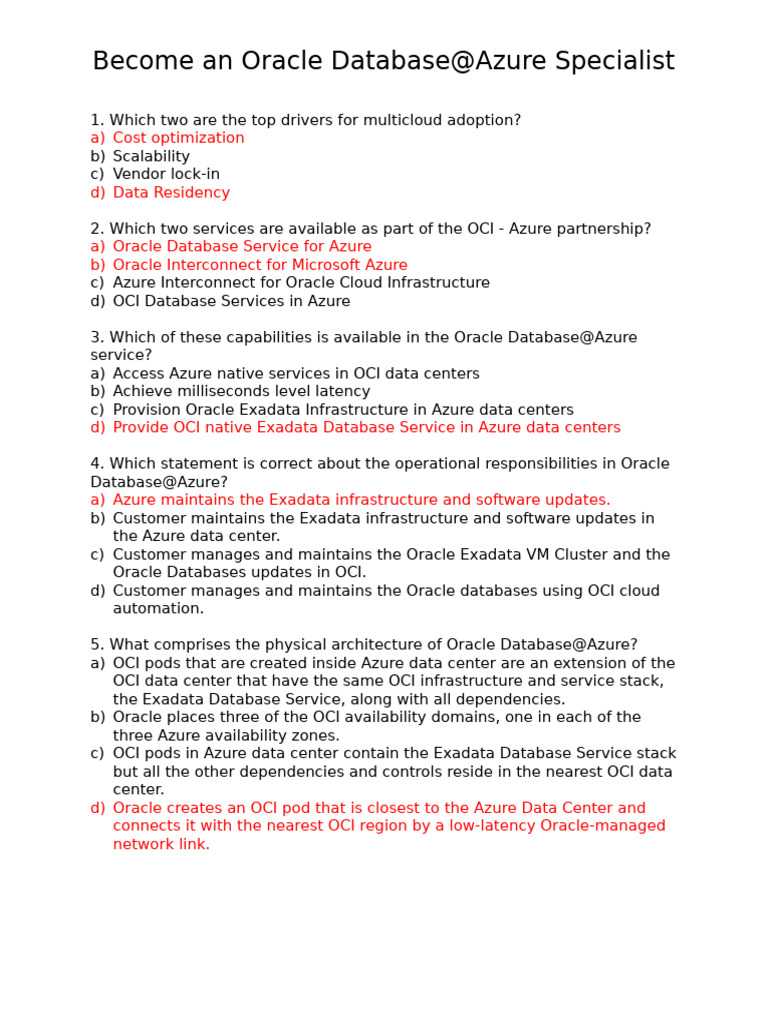 Become an Oracle Database@Azure Specialist | PDF