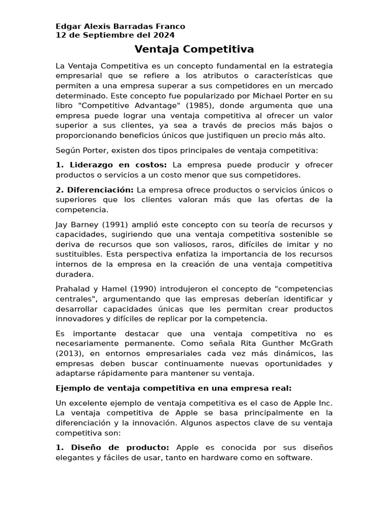 Ventaja Competitiva_EdgarBarradas | PDF