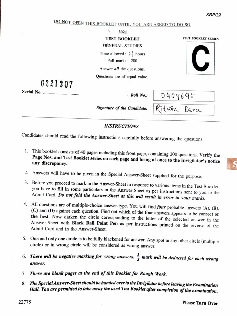 Wbcs Prelims 2022 Question Paper Part 1 Part 2 35 | PDF