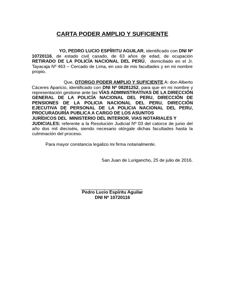 Carta Poder Especial Modelo | PDF