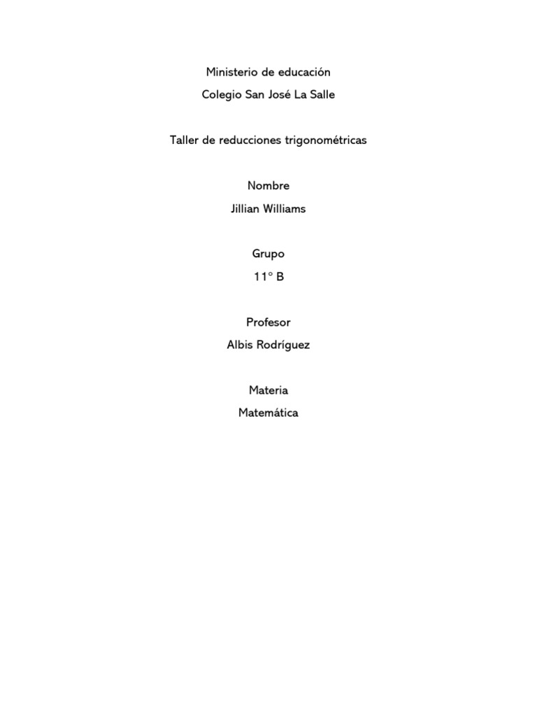 Taller de Reducciones Trigonométricas Jillian | PDF | Ajedrez
