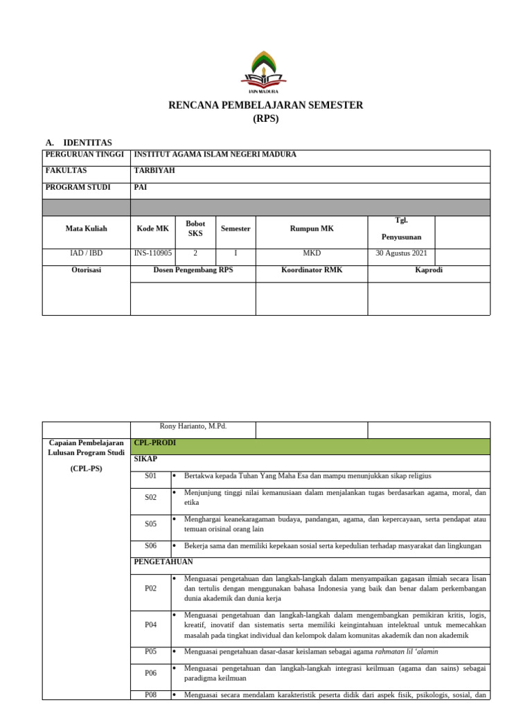RPS IAD IBD Rony Kirim Baru | PDF