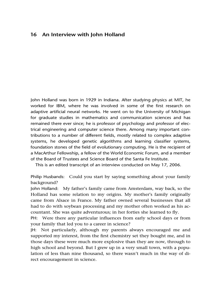- 2008 - An Interview With John Holland | PDF