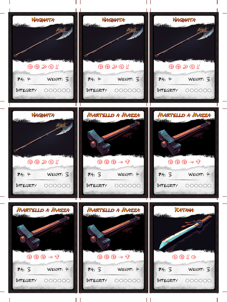 Weapon Cards Shadow Streets Pack Base 1.0 - A4 Print and Play | PDF