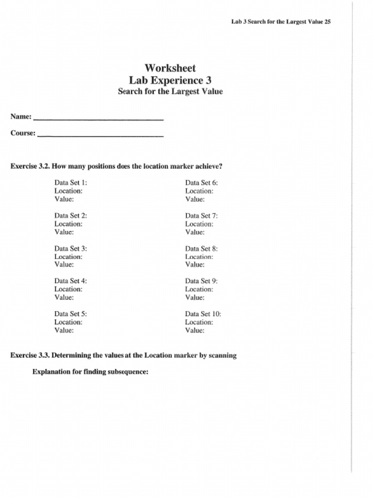 Lab Worksheet 3 | PDF