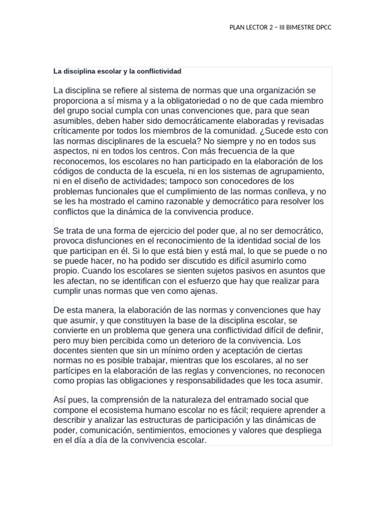 Plan Lector 2 DPCC Iii Bimestre | PDF