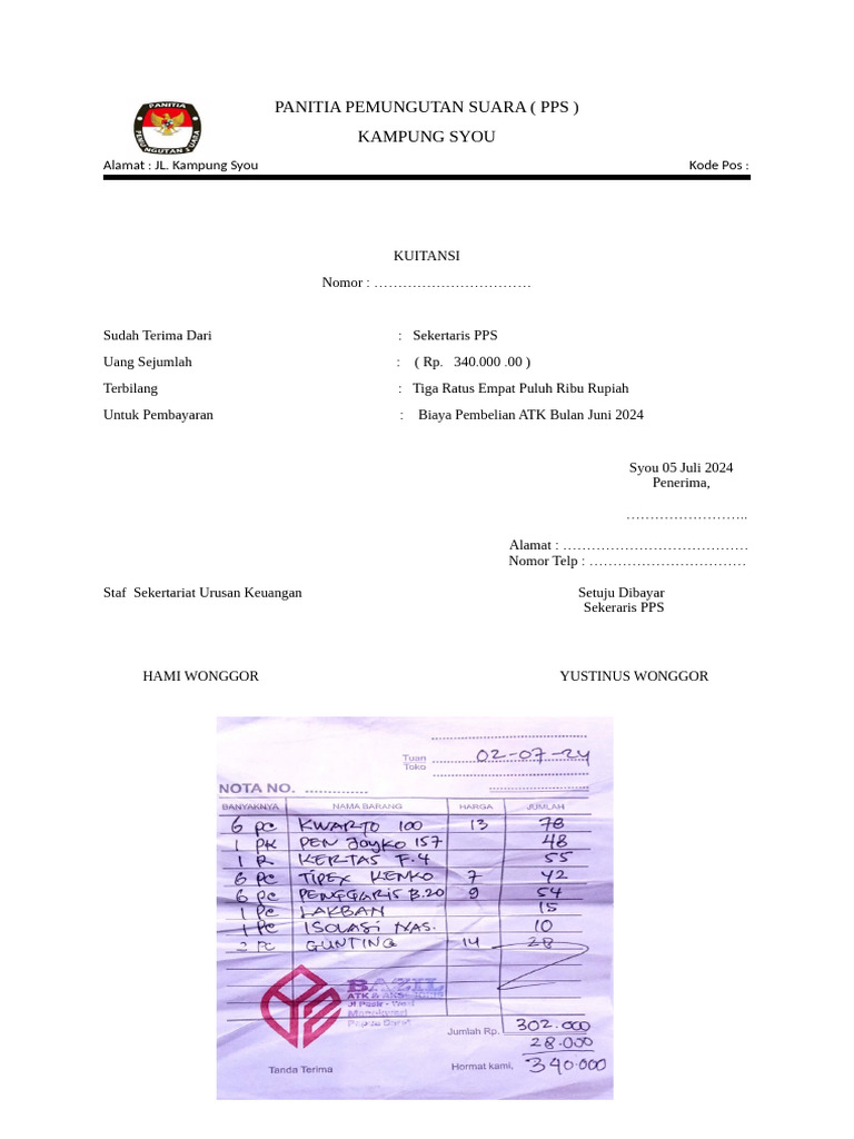Kuitansi ATK | PDF