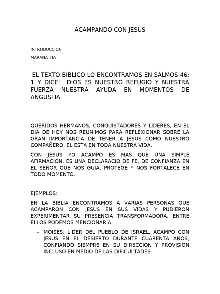 TEMA ACAMPANDO CON JESUS | PDF