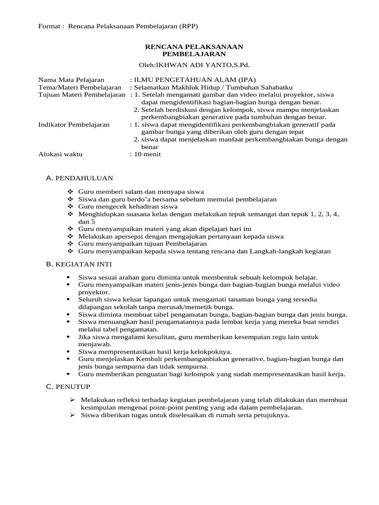 Format - RPP - CGP - 10 - REGULER | PDF