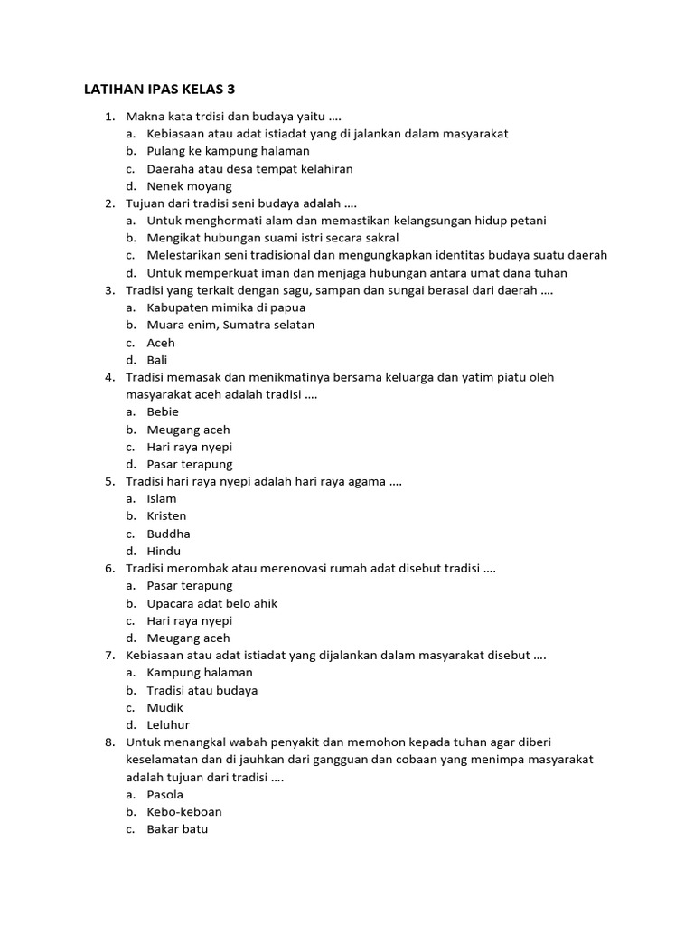 5 Rangkap LATIHAN IPAS KELAS 3 | PDF