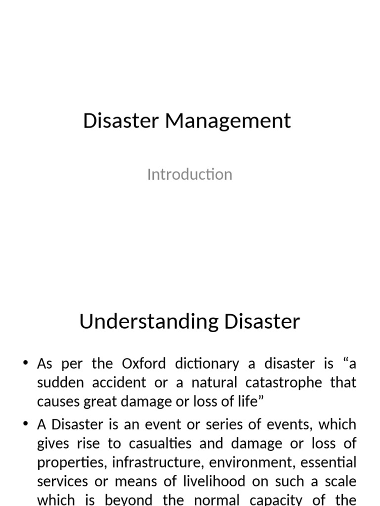 NEW Disaster Management Introduction (Under Module 8) | PDF