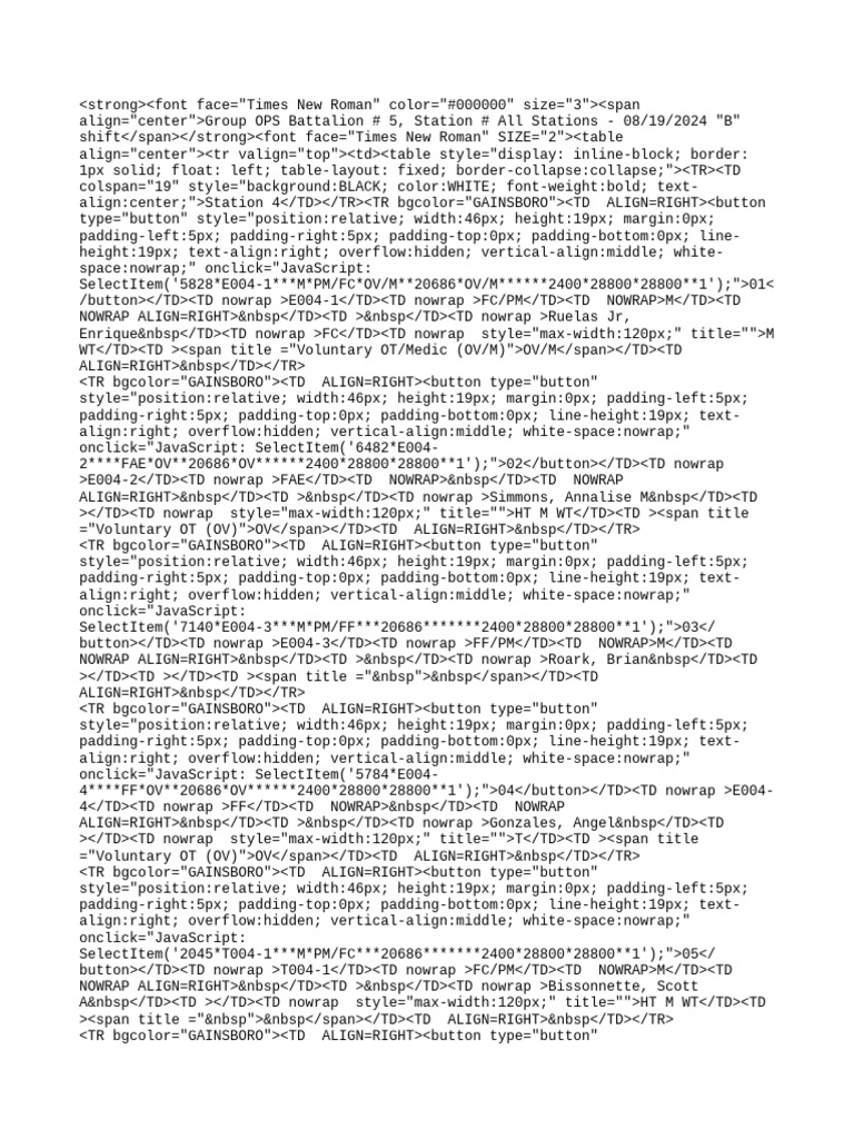 Roster 20240819 | PDF