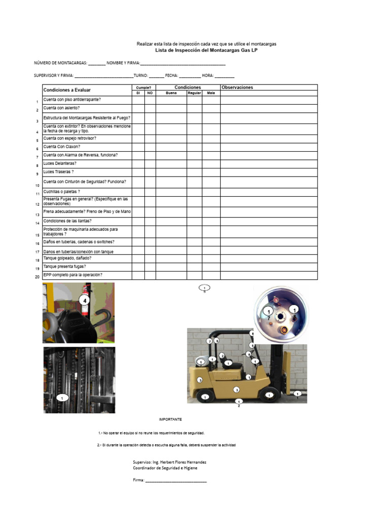 Checklist Montacargas | PDF Checklist Montacargas | PDF