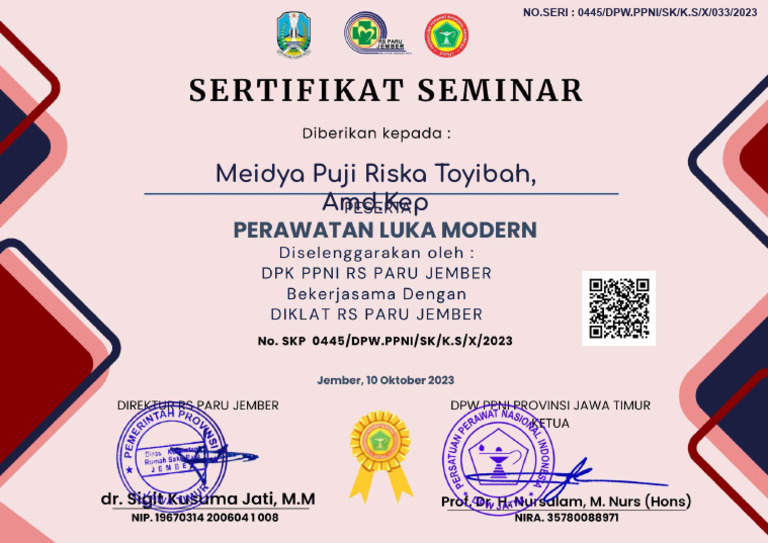 Sertifikat Meidya Puji Riska Toyibah, Amd - Kep | PDF
