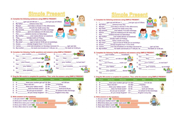 Present Simple Worksheet | PDF