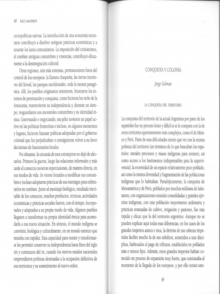 Gelman, Jorge "Conquista y Colonia". en Yankelevich, Pablo (Coord.) (2014) Historia | PDF