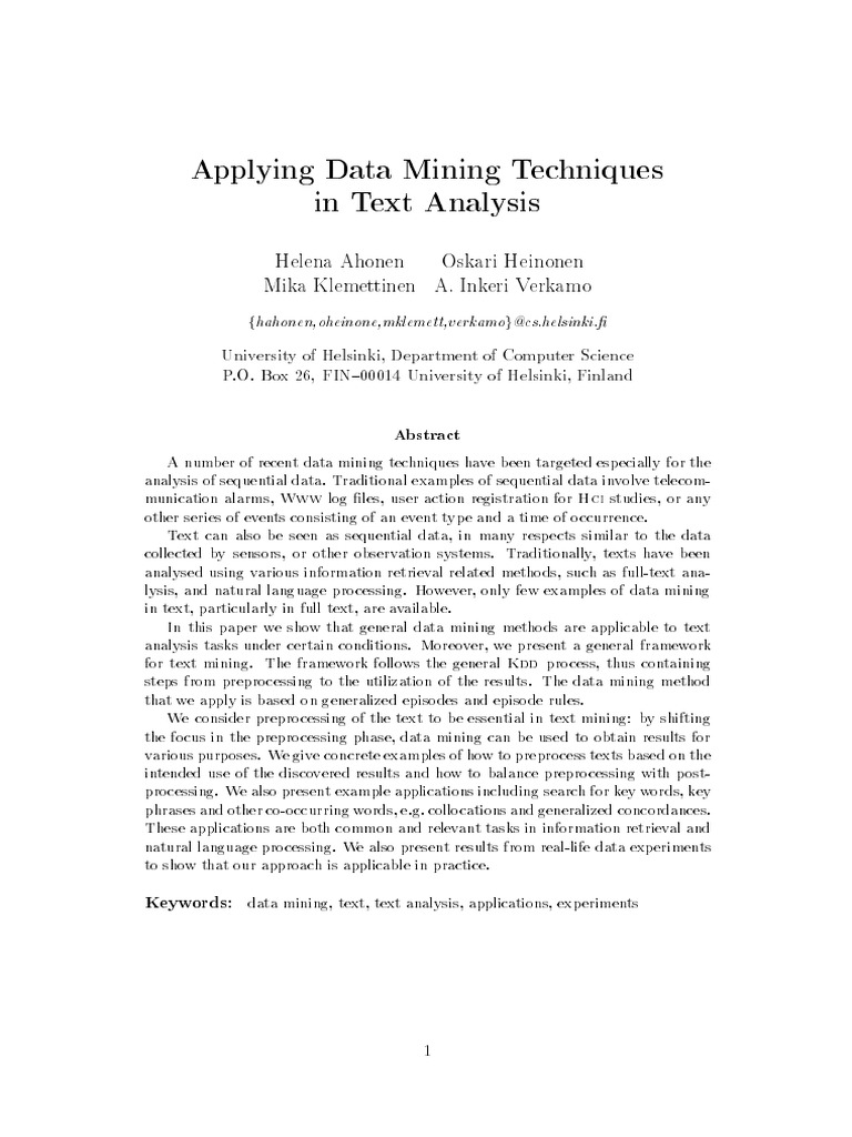 Applying Data Mining Techniques | PDF
