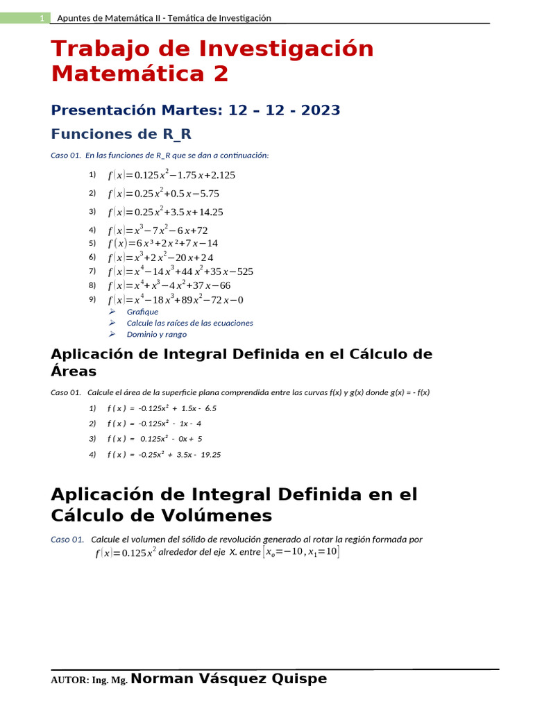 MATE II Temática A Investigar 2023-II | PDF