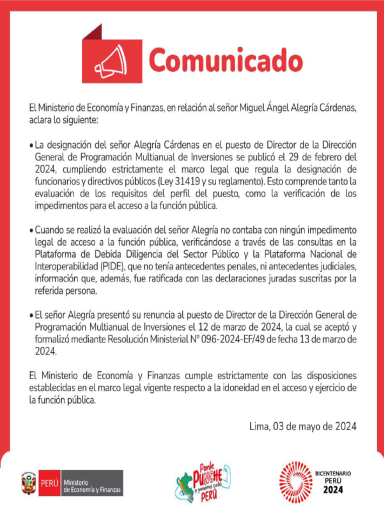 Comunicado MEF | PDF