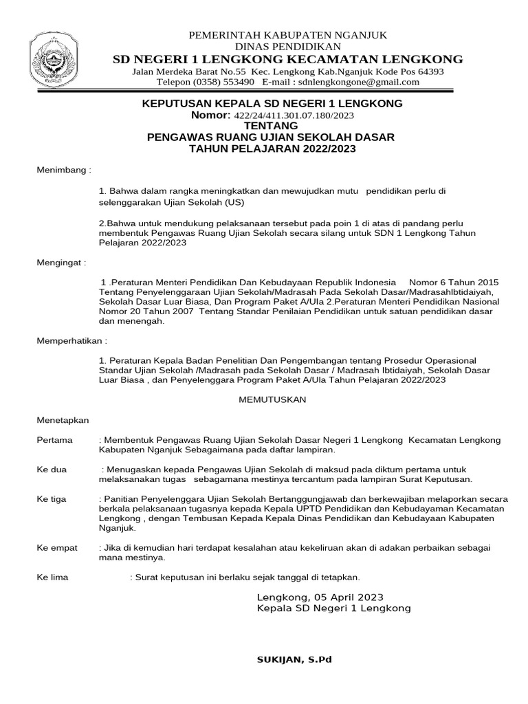 SK Pengawas Us | PDF