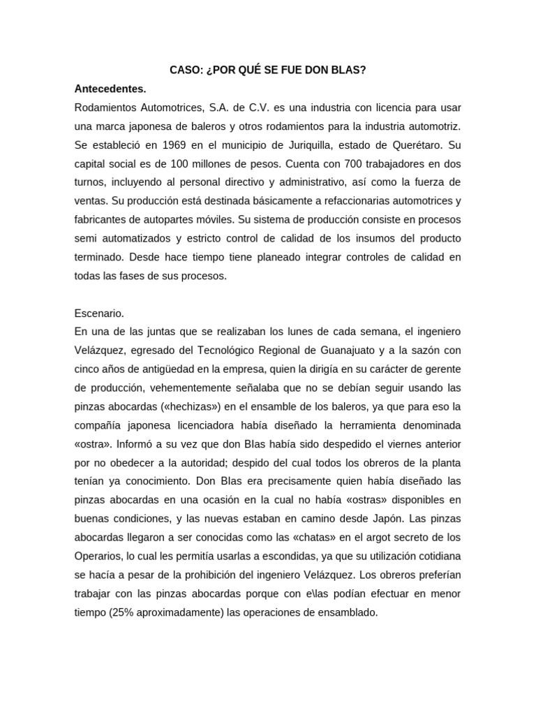 Caso de Estudio (Porque Se Fue Don Blas) | PDF | Estadísticas | Tecnología e ingeniería