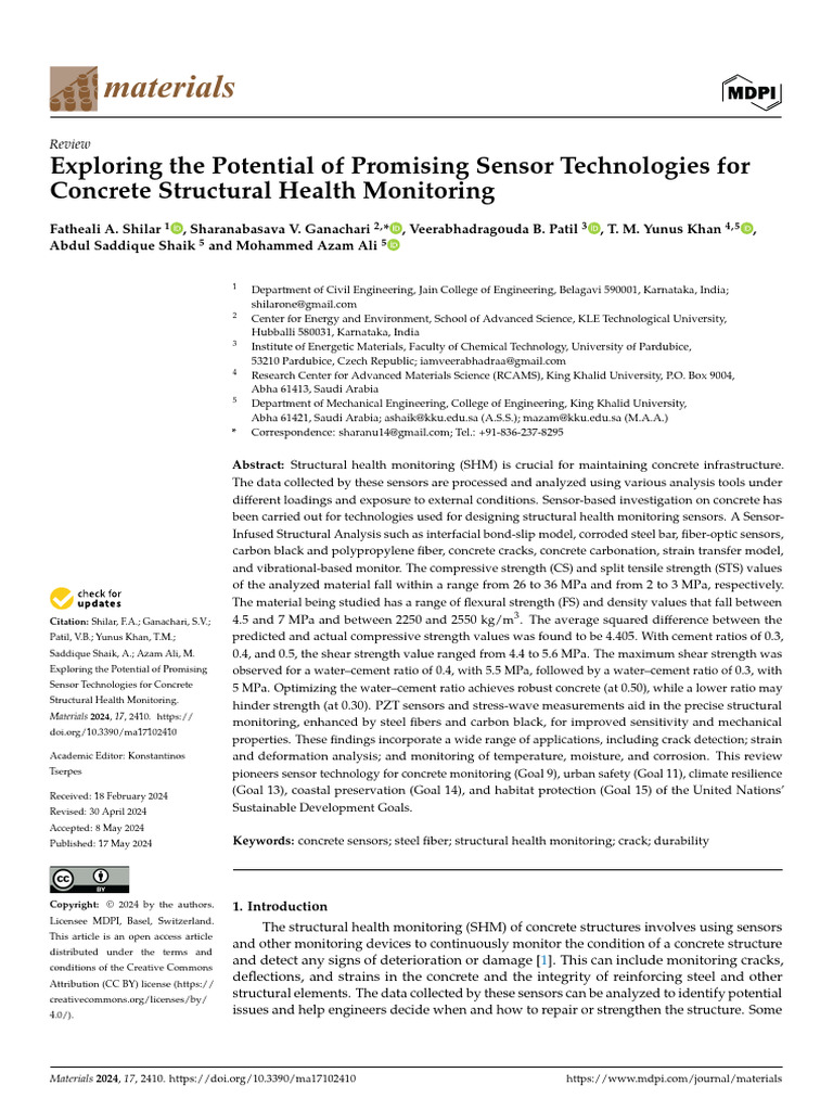 Exploring The Potential Of Promising Sensor Technologies For Concrete Structural Health