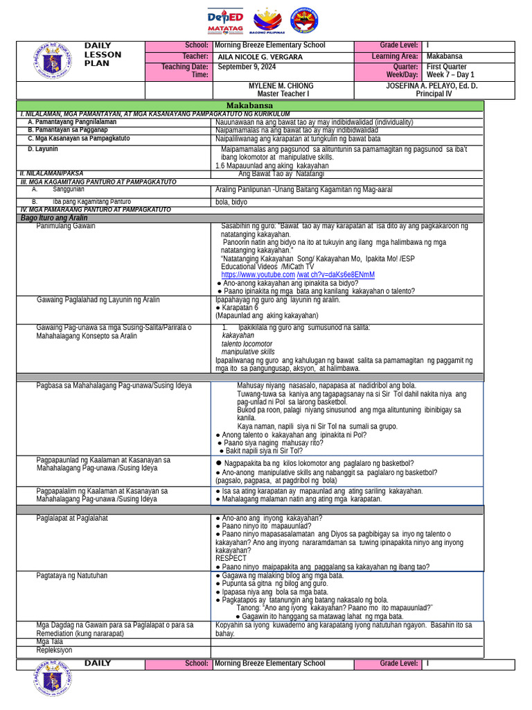 DLP Makabansa Q1 W7 | PDF