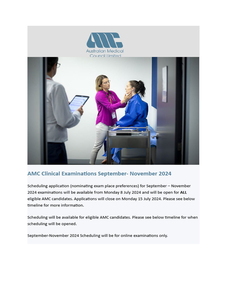 AMC - Exam Candidate Information For 2024 September Intake | PDF