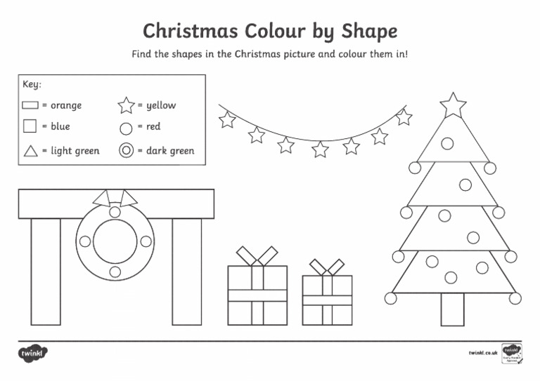 Christmas Shapes Colouring Page | PDF