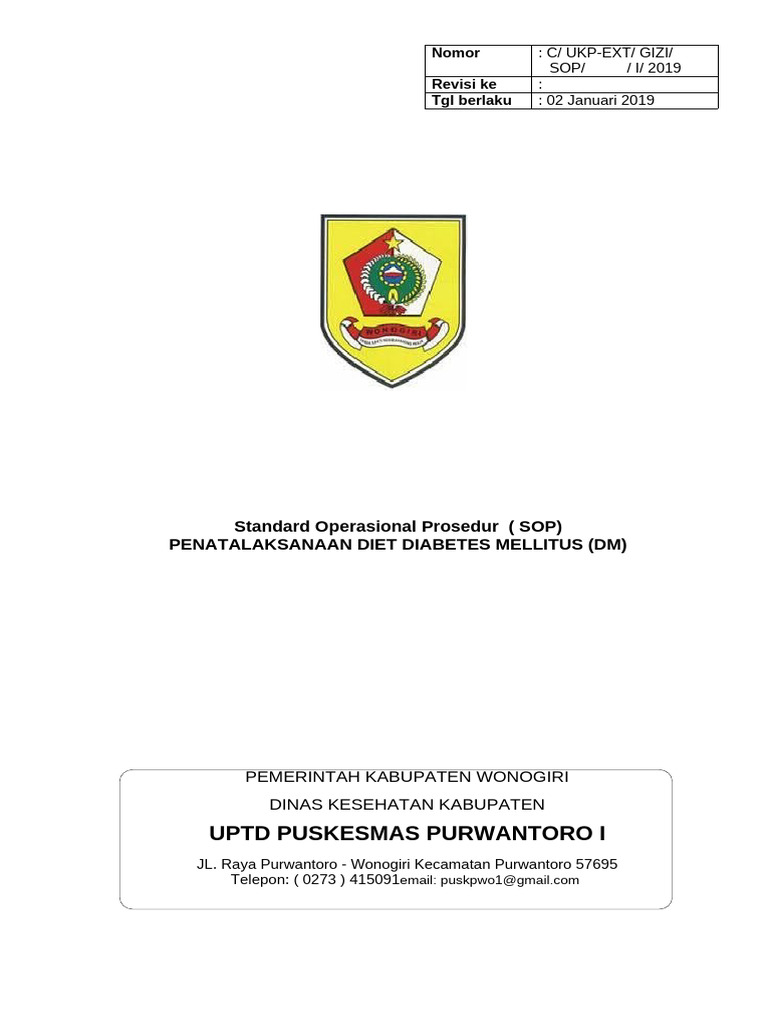 Sop Penatalaksanaan Diet Diabetes Mellitus | PDF
