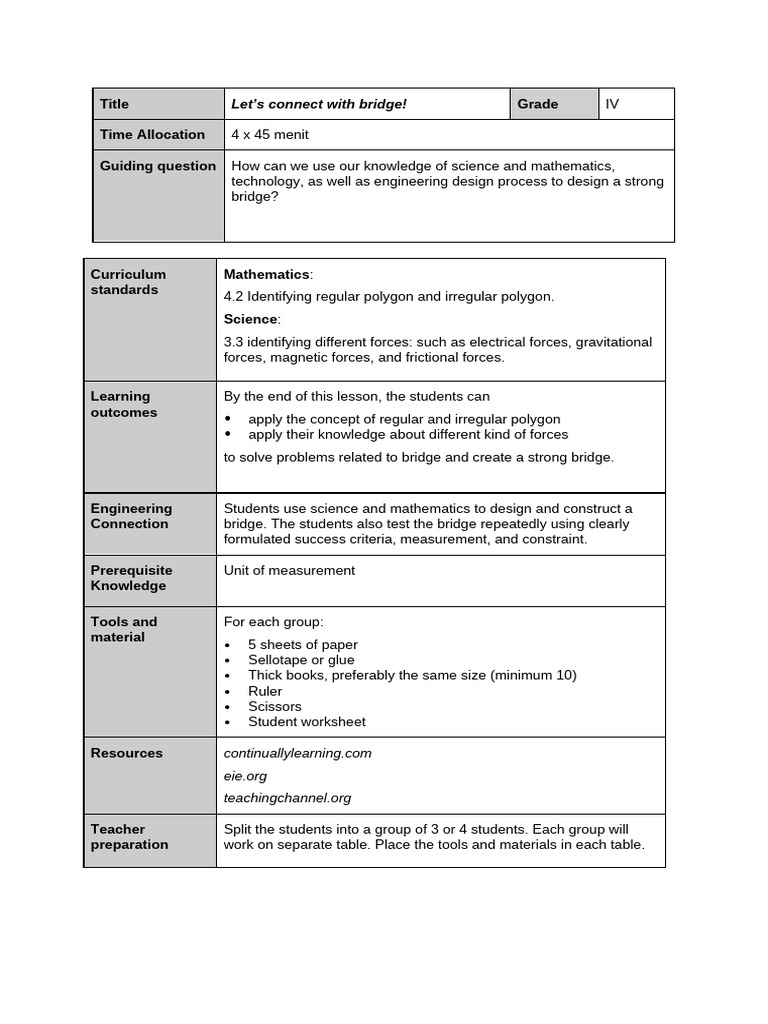 STEM Lesson Plan 1 | PDF | Force | Art