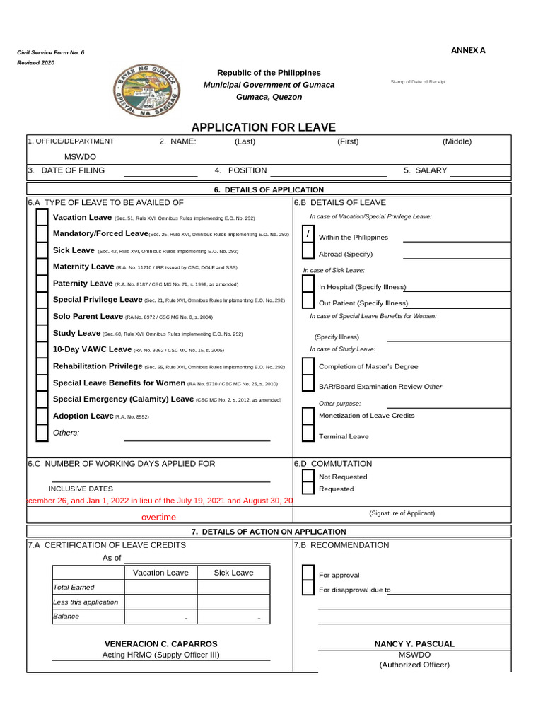 Application For Leave Format | PDF