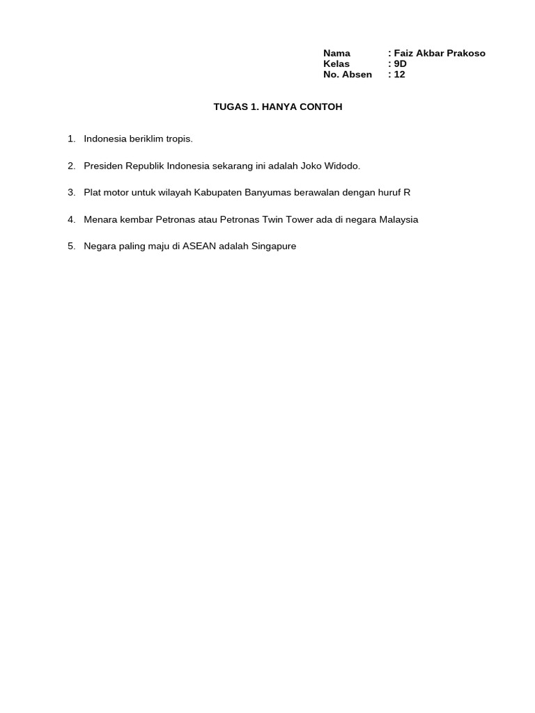 Tugas Contoh 1. Serba Serbi | PDF