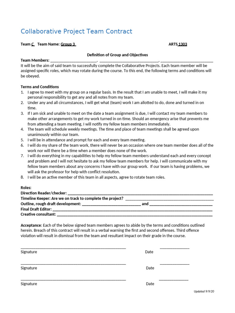 Collaborative Project Team Contract | PDF